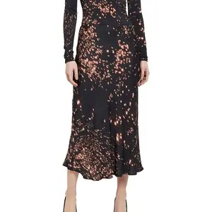 OTTOD'AME Printed Viscose Long Skirt - Black