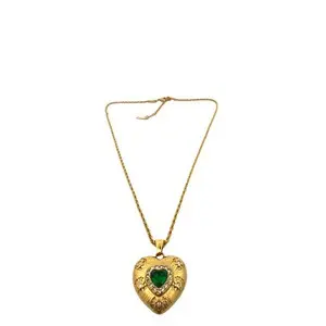 GEMINI JEWELRY Rope Chain Necklace With Heart Pendant - Yellow
