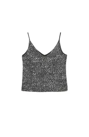 OTTOD'AME Sequin Top - Metallic Silver