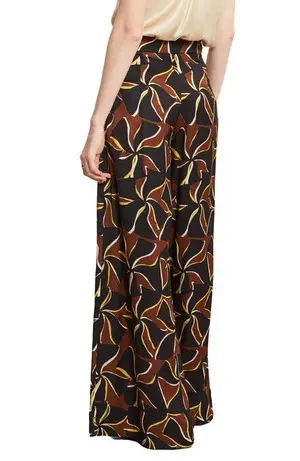 OTTOD'AME Printed Viscose Palazzo Trousers - Brown