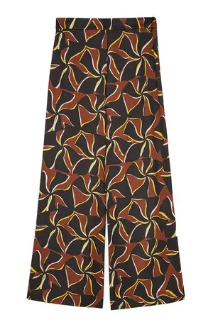 OTTOD'AME Printed Viscose Palazzo Trousers - Brown