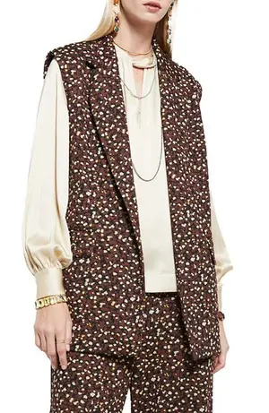 OTTOD'AME Sleeveless Blazer - Brown