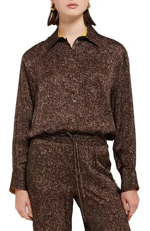 OTTOD'AME Printed Viscose Shirt - Brown