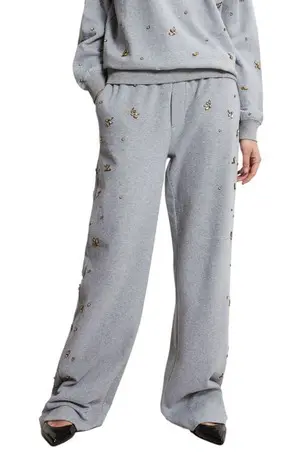 OTTOD'AME Cotton Jogger Trousers With Strass And Drawstring - Grey
