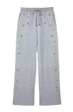OTTOD'AME Cotton Jogger Trousers With Strass And Drawstring - Grey