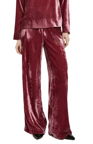 OTTOD'AME Velvet Palazzo Trousers - Pink