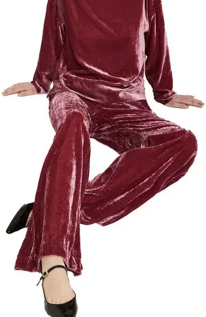 OTTOD'AME Velvet Palazzo Trousers - Pink