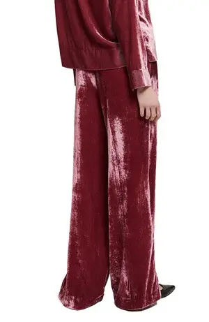 OTTOD'AME Velvet Palazzo Trousers - Pink