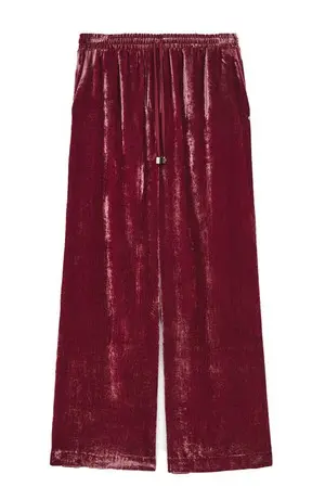 OTTOD'AME Velvet Palazzo Trousers - Pink