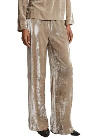 OTTOD'AME Velvet Palazzo Trousers - Stone