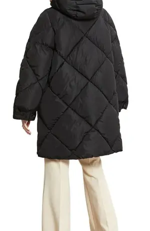 OTTOD'AME Midi Quilted Puffer Jacket - Black