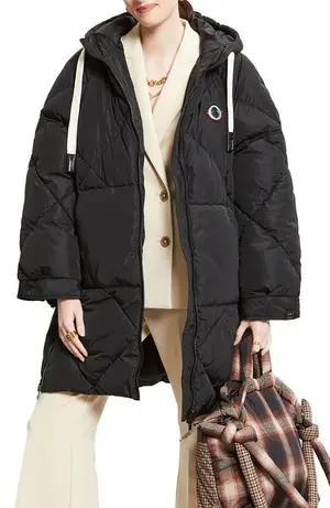 OTTOD'AME Midi Quilted Puffer Jacket - Black