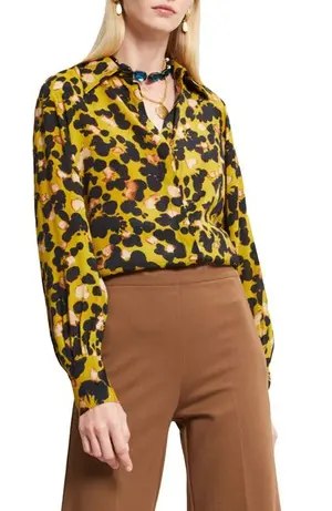 OTTOD'AME Satin Shirt With Abstract Pattern - Yellow