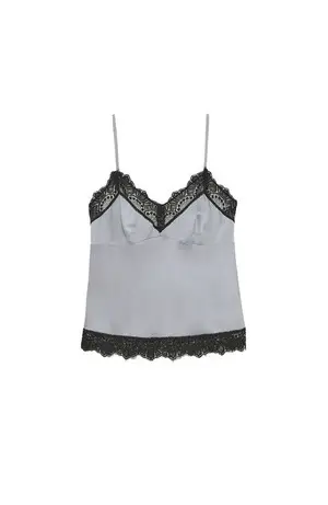 OTTOD'AME Viscose Top With Lace - Grey