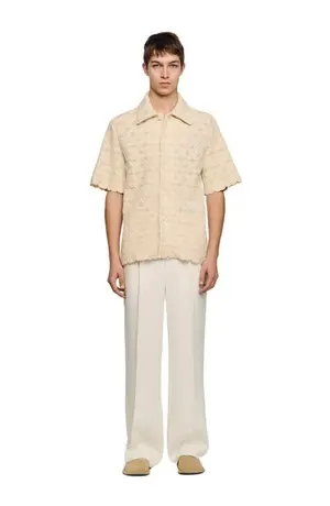 Sandro Cotton Broderie Anglaise Shirt - Ecru