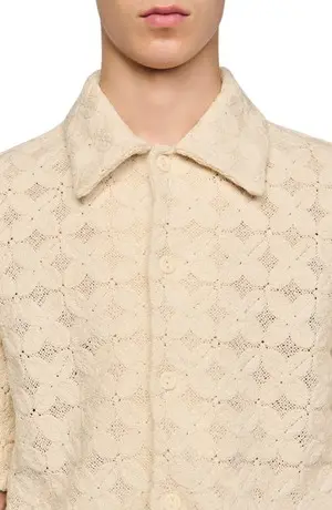 Sandro Cotton Broderie Anglaise Shirt - Ecru