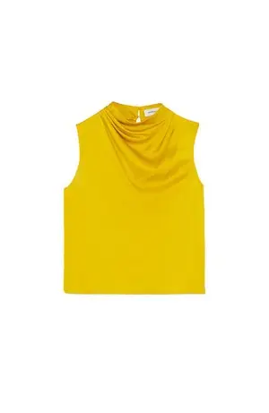 OTTOD'AME Draped Satin Sleeveless Top - Yellow