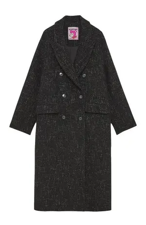 OTTOD'AME Wool-blend Double-breasted Coat - Black