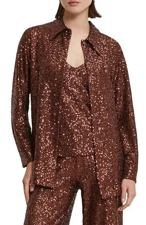 OTTOD'AME Sequin Embellished Shirt - Bronze