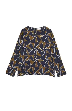 OTTOD'AME Printed Viscose Long Sleeve Blouse - Blue