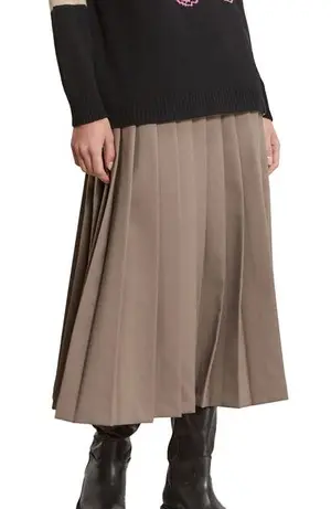 OTTOD'AME Pleated Midi Skirt - Brown