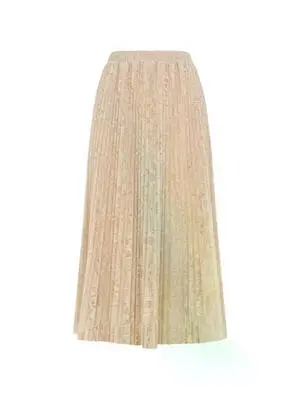 Ermanno Scervino Pleated Lace Skirt - Neutrals