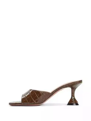 Amina Muaddi Square Toe Mules - Brown