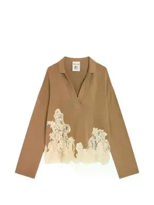 SEMICOUTURE V-neck Sweater With Lace Detail