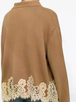 SEMICOUTURE V-neck Sweater With Lace Detail