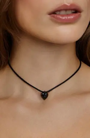 JENNIFER FISHER Puffy Heart Cord Choker Necklace