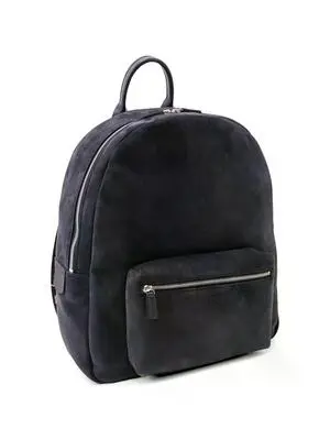 Kiton Zipped Leather Backpack - Blue