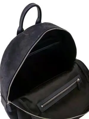 Kiton Zipped Leather Backpack - Blue