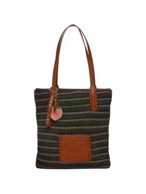 V°73 Striped Top Handle Shoulder Bag - Black