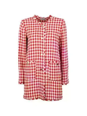 Marella Check-pattern Jacket With Fringed Edges