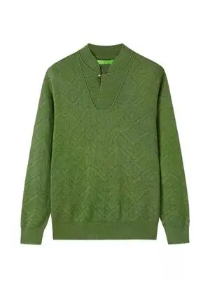 Shanghai Tang V-neck Sweater With Button Embellishment - Green