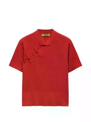 Shanghai Tang Knitted Qipao Top - Red