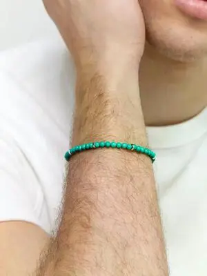 Mateo Hex Nut Turquoise Bead Bracelet - Blue