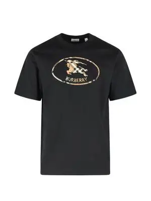 Burberry Checl Logo Cotton T-shirt - Black