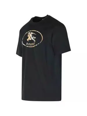 Burberry Checl Logo Cotton T-shirt - Black