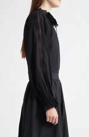 Mille Annette Lace Detail Cotton Button-up Shirt