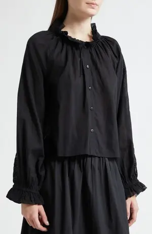 Mille Annette Lace Detail Cotton Button-up Shirt