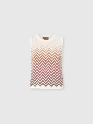 Missoni Chevron Dégradé Cotton And Viscose Sleeveless Top - Green& Brown