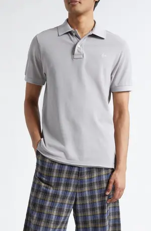 ERL Gender Inclusive Logo Embroidered Polo - Grey