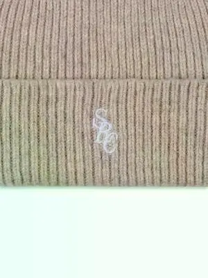 SPORTY & RICH Ribbed Beanie Hat With Embroidered Logo