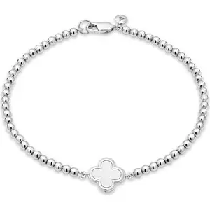 DEVATA Clover Beaded Ball Bracelet - Silver