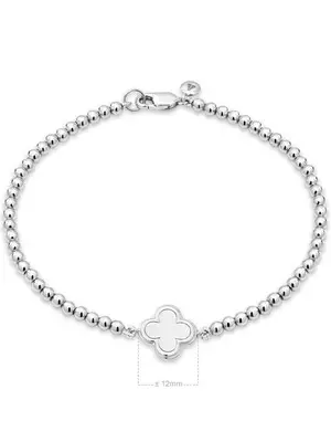 DEVATA Clover Beaded Ball Bracelet - Silver