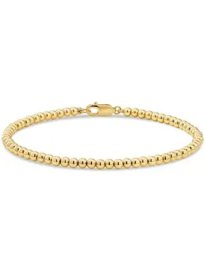 DEVATA 3mm Beaded Ball Chain Bracelet In Gold Plated Sterling Silver - Yellow Gold