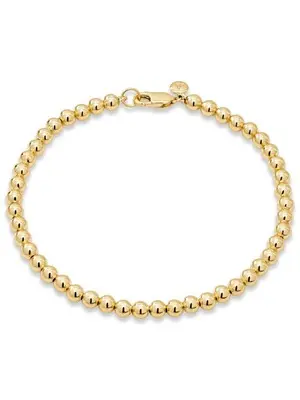 DEVATA 4mm Beaded Ball Chain Bracelet In Gold Plated Sterling Silver - Yellow Gold