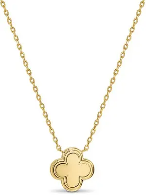 DEVATA Contour-lined Clover Necklace In Gold Plated Sterling Silver - Yellow Gold