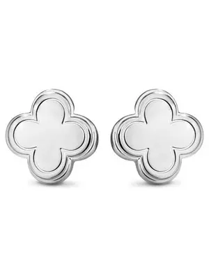 DEVATA Contour-lined Clover Stud Earrings